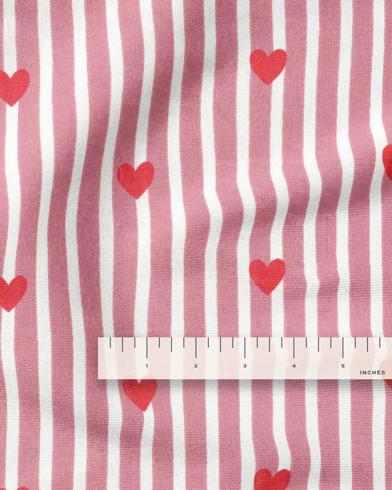 Red Stripe Red Heart Block Print Cotton – Matchy Matchy Sewing Club