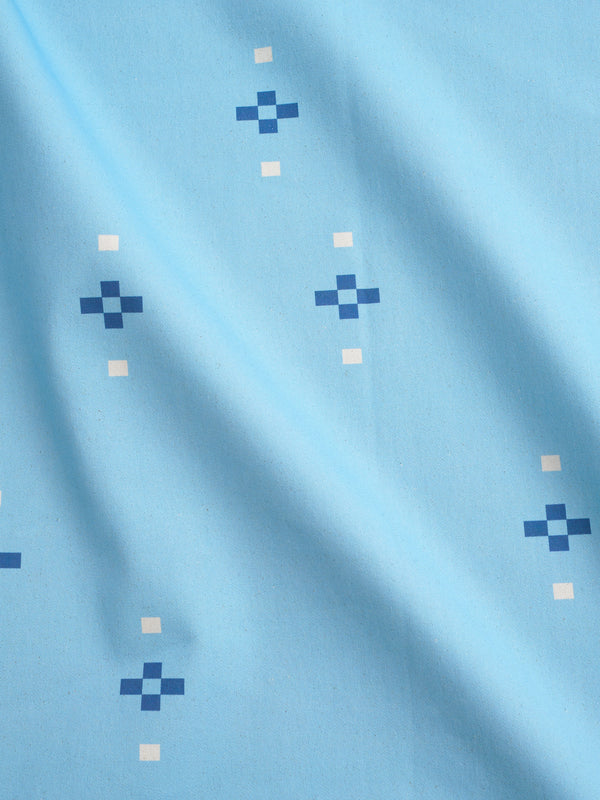 Scattered Pixel Cotton Twill Fabric in Sky Blue | Washed Cotton Twill ...